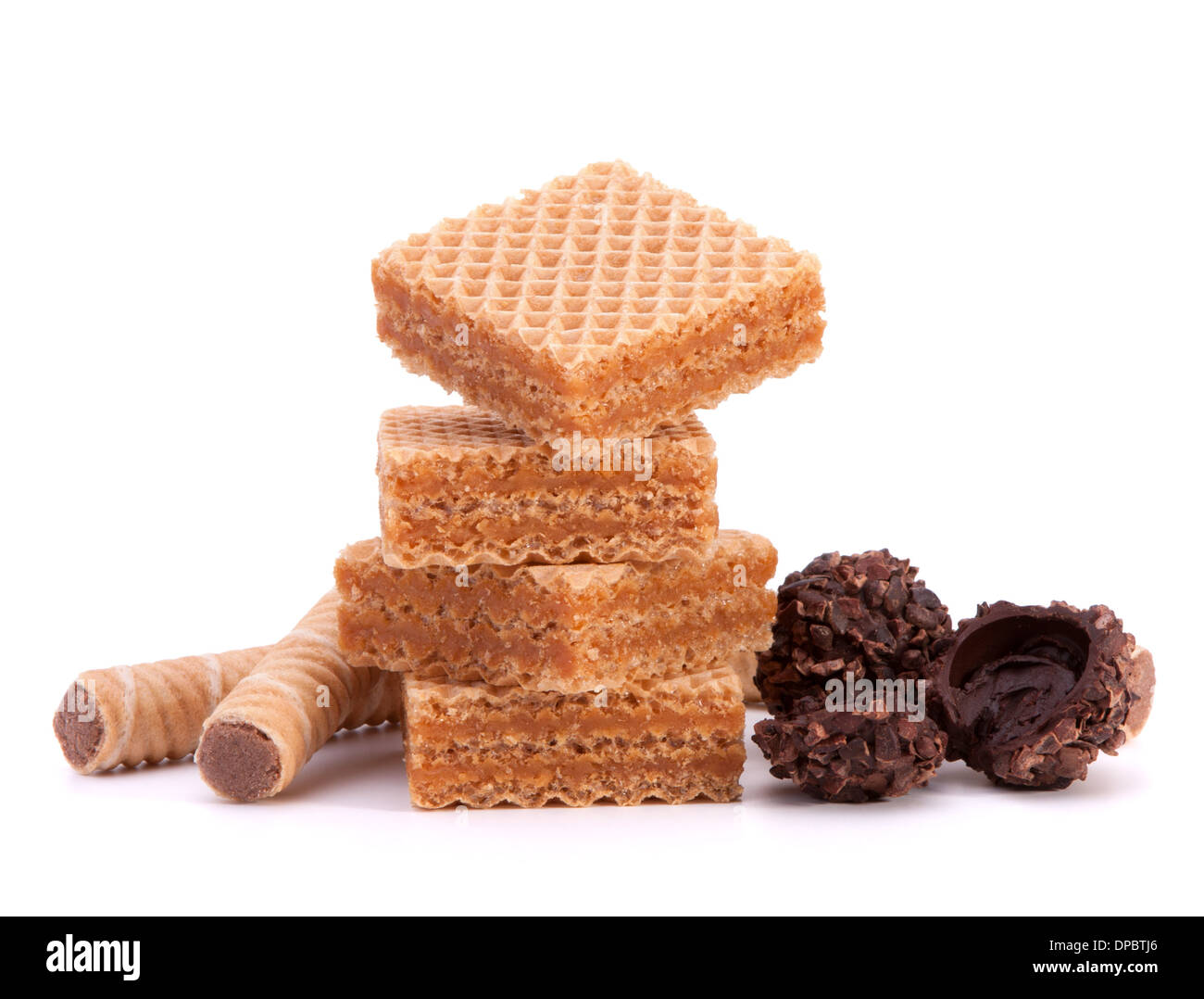 Wafers or honeycomb waffles isolated on white background Stock Photo ...