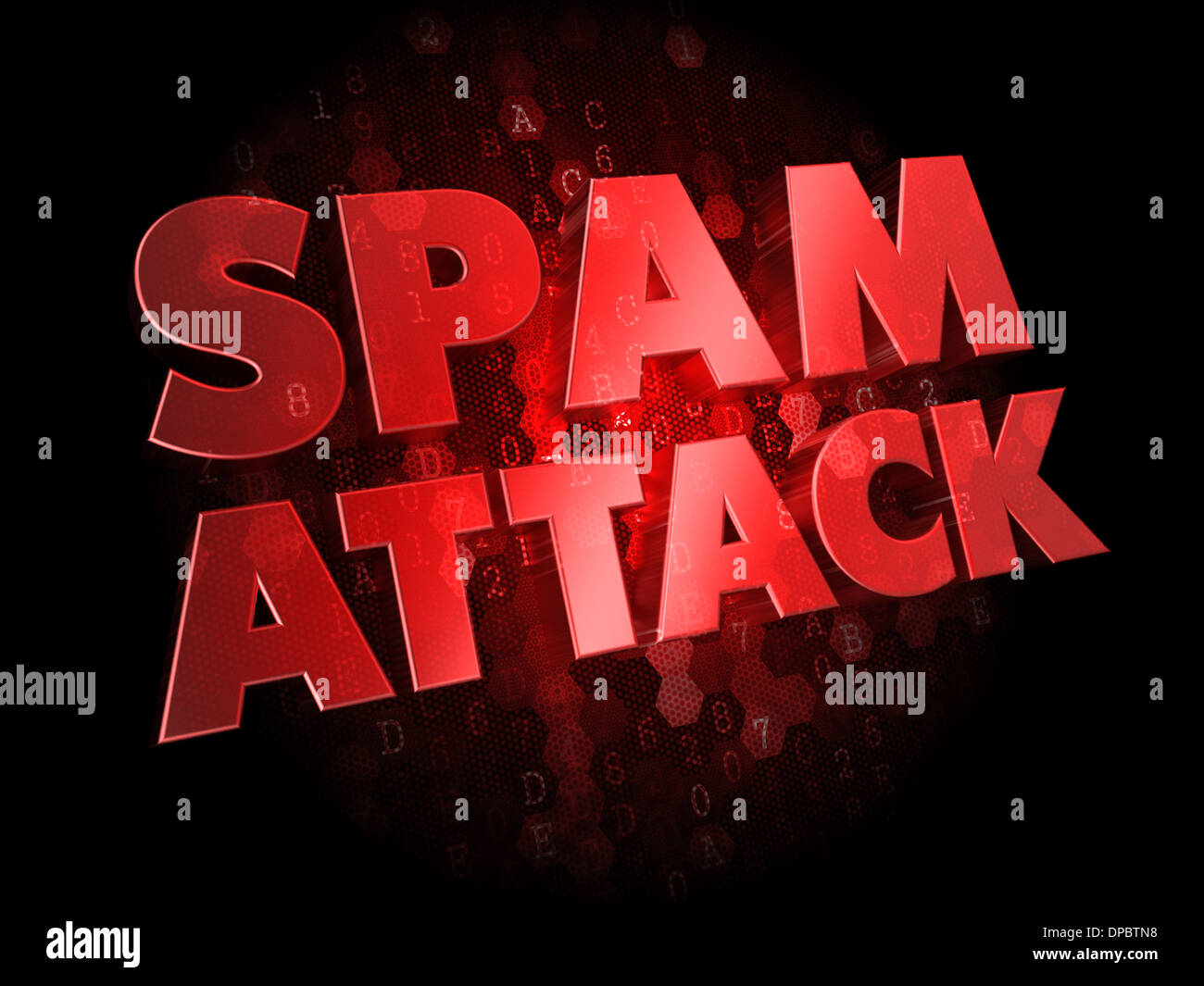 Spam Attack on Dark Digital Background Stock Photo - Alamy
