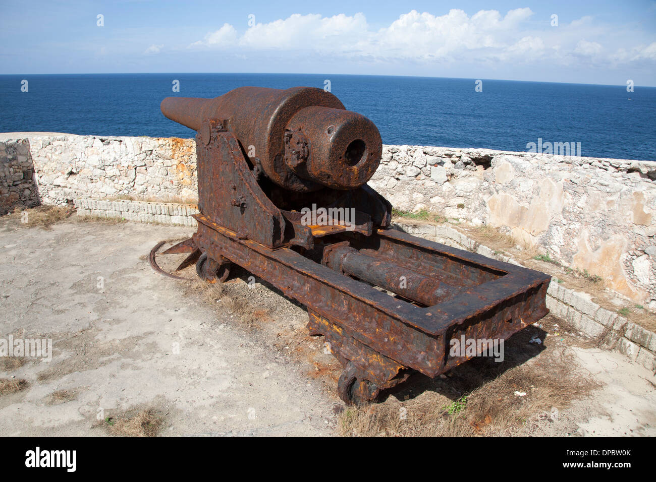 Rusting coast artillery cannons dating from the 1870s guarding the ...