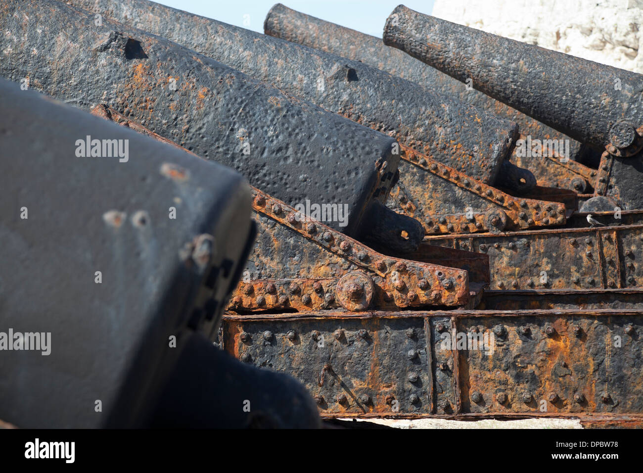 Rusting coast artillery cannons dating from the 1870s guarding the ...