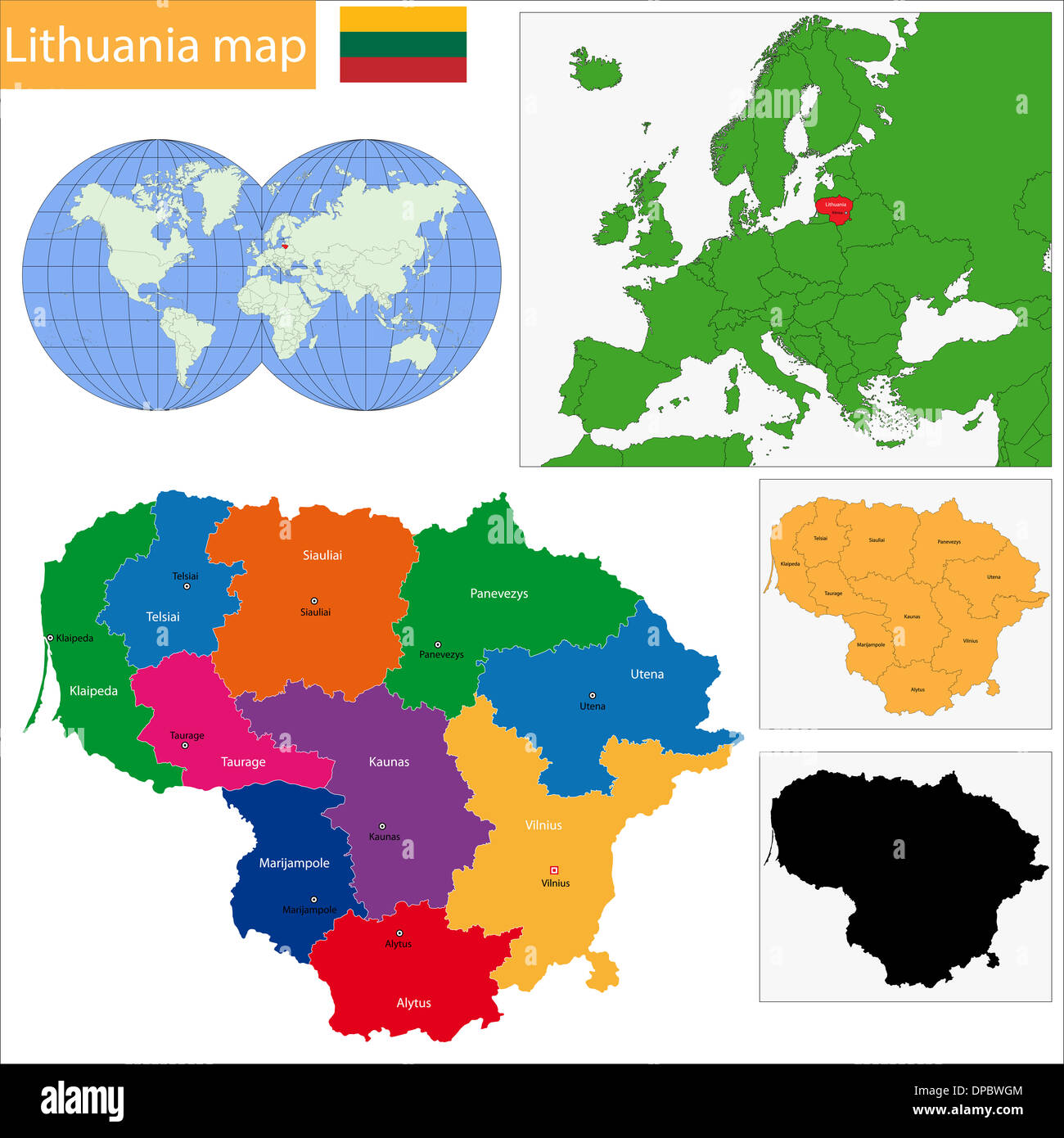 Administrative division of the Republic of Lithuania Stock Photo - Alamy