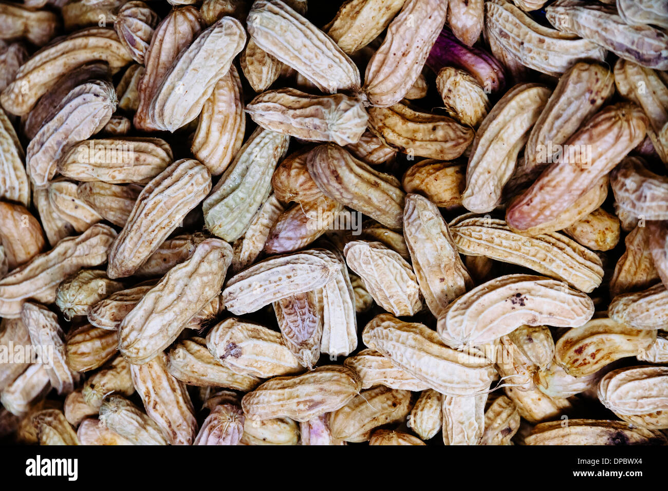 Thailand, Ratchaburi, Damnoen Saduak Floating Market, cooked peanuts ...