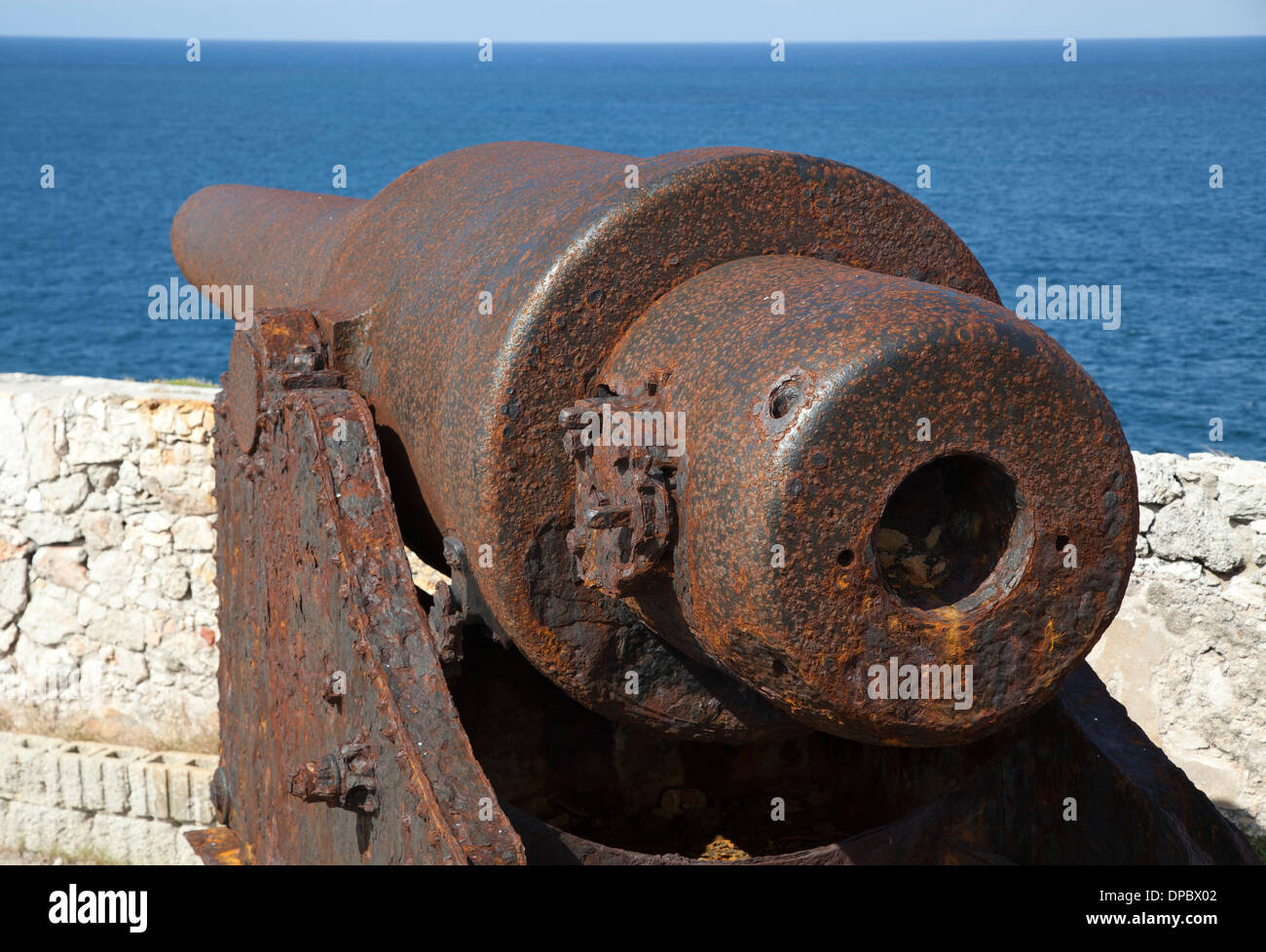 Rusting coast artillery cannons dating from the 1870s guarding the ...