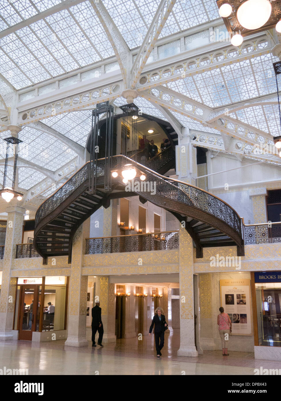 The lobby of the Chicago Rookery Building, remodelled by Frank Lloyd ...