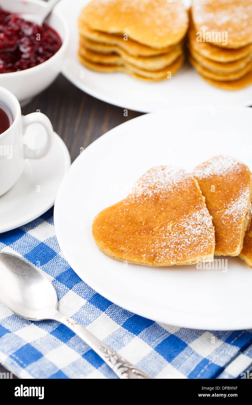 Heart shape pancakes Stock Photo - Alamy