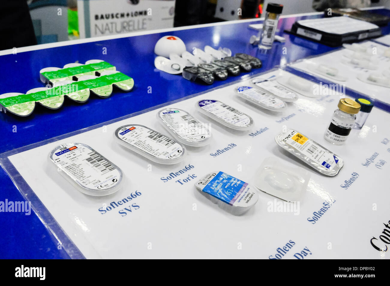 Dublin, Ireland. 11 Jan 2014 - A contact lens manufacturer shows ...