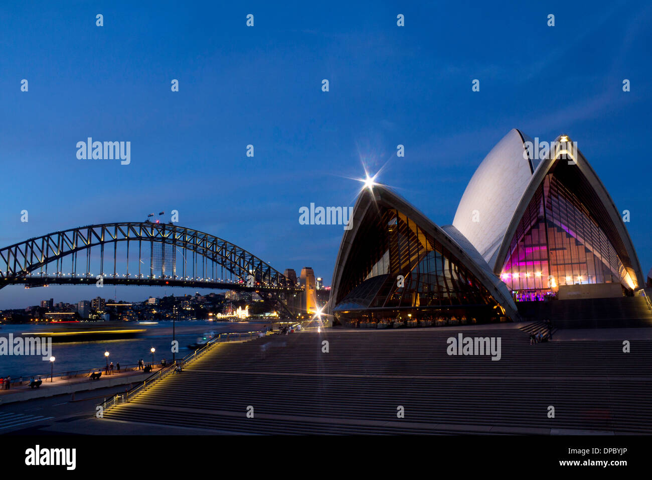 Sydney Opera House with harbour and Harbour Bridge in background at ...