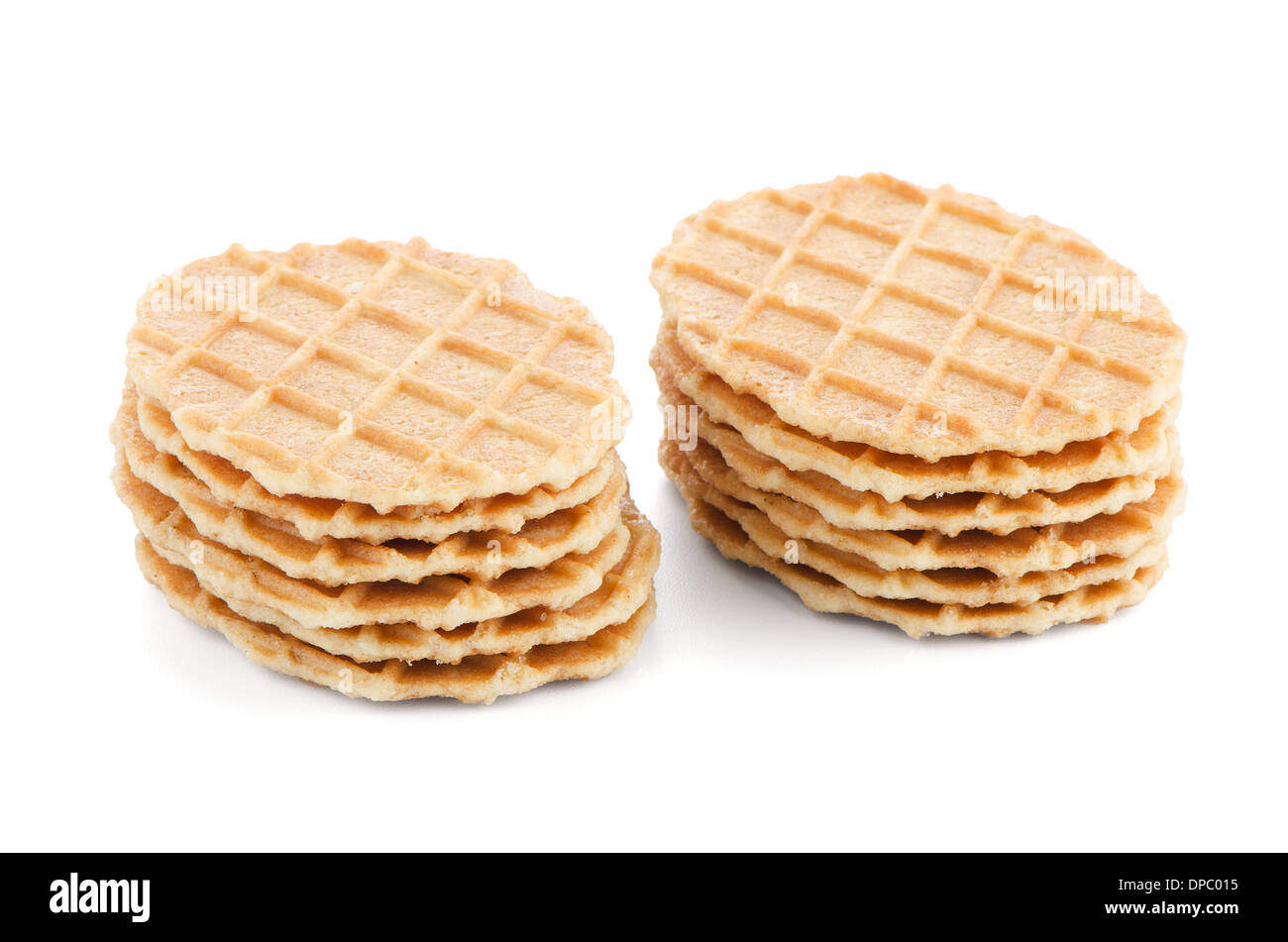 Pile of sweet waffles isolated on white background Stock Photo - Alamy