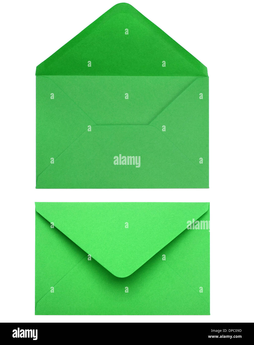 green envelope isolated on white background Stock Photo - Alamy