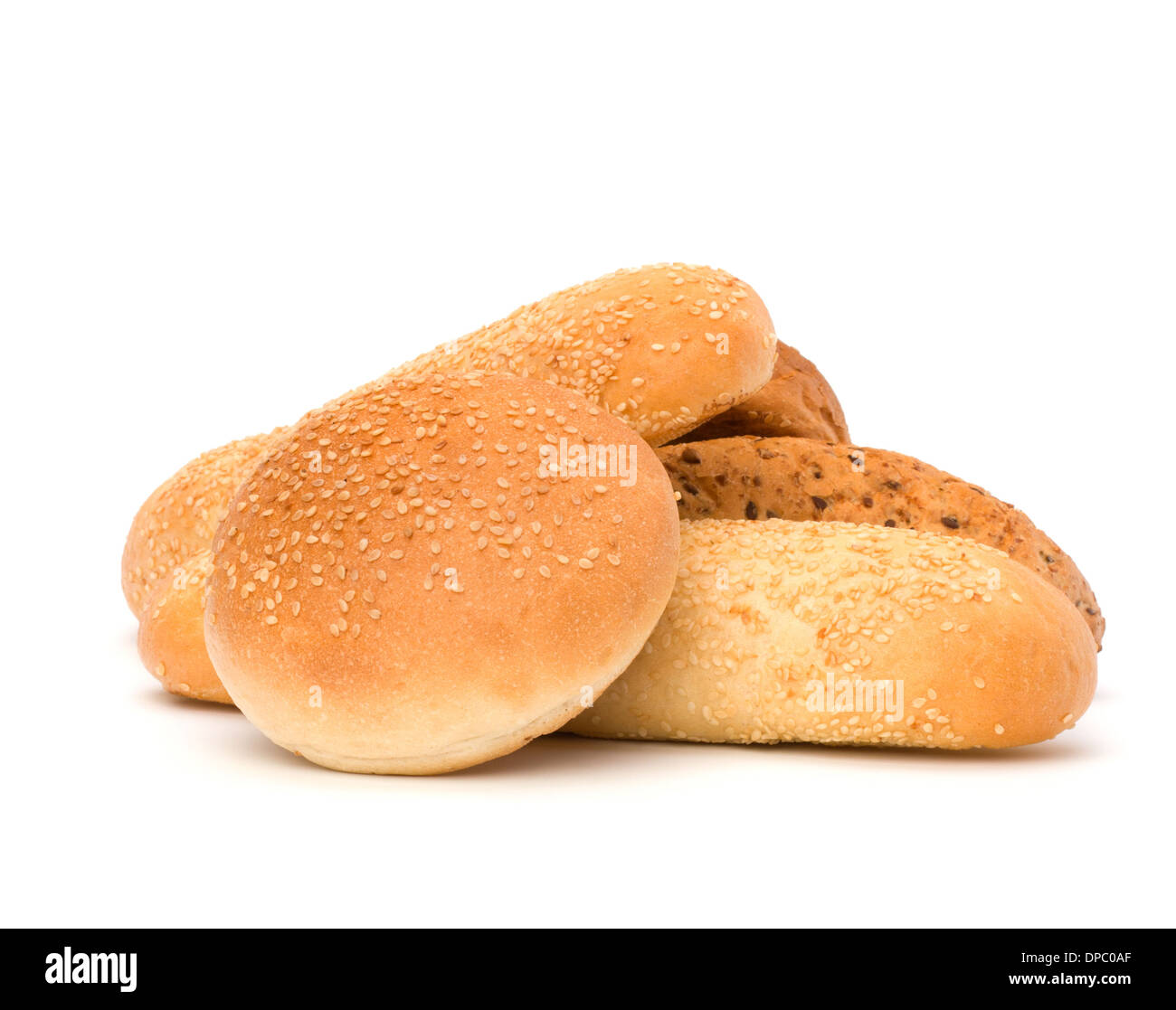 Bread loafs and buns variety isolated on white background Stock Photo ...