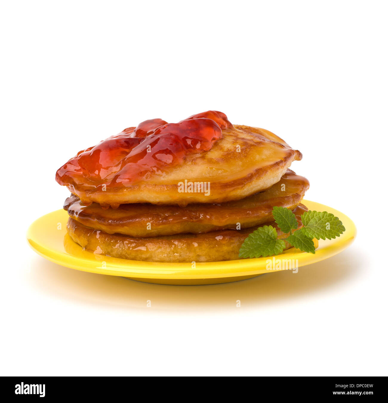 Pancakes stack on white background Stock Photo - Alamy