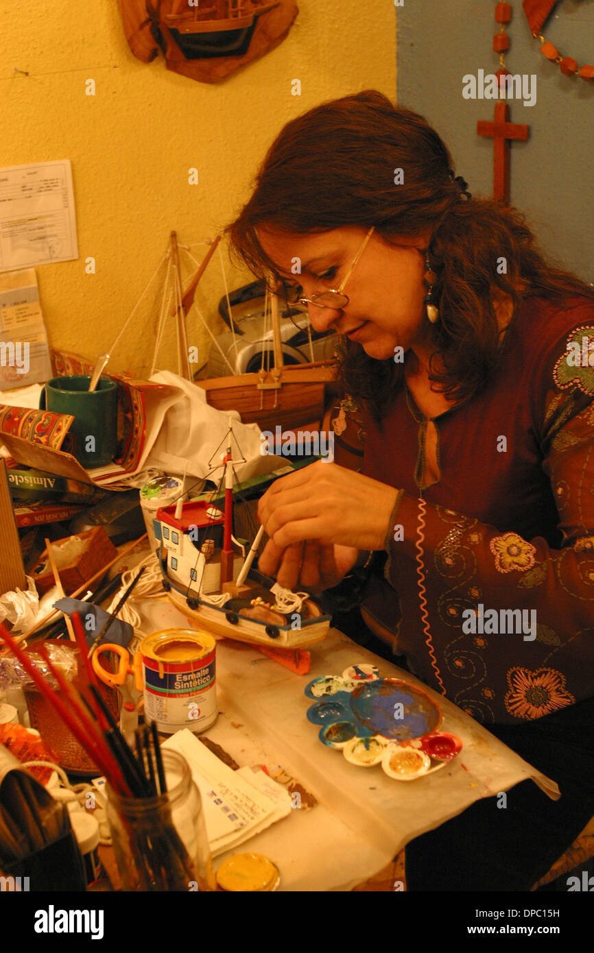 Craftsperson at the pueblo de artesans los dominicos hi-res stock ...