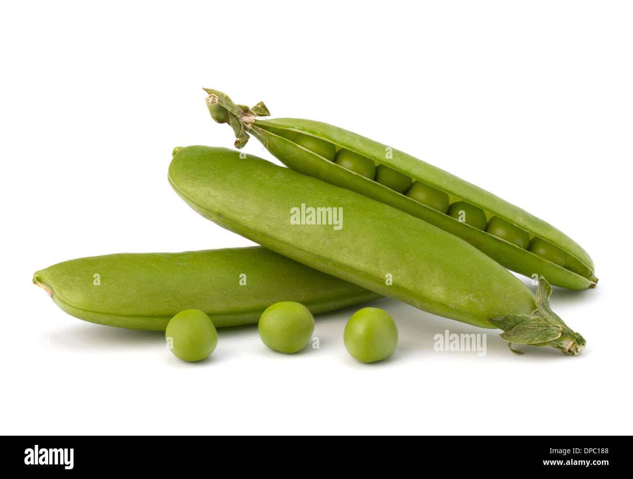 Fresh green pea pod isolated on white background Stock Photo - Alamy