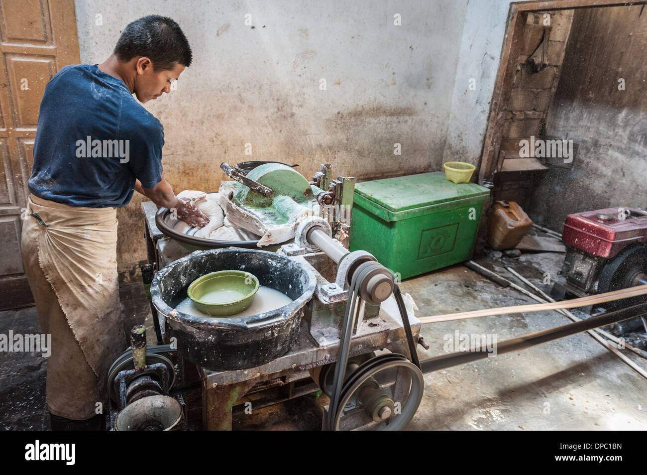 Man making dough with a machine, Yogyakarta, Indonesia, Asia Stock ...