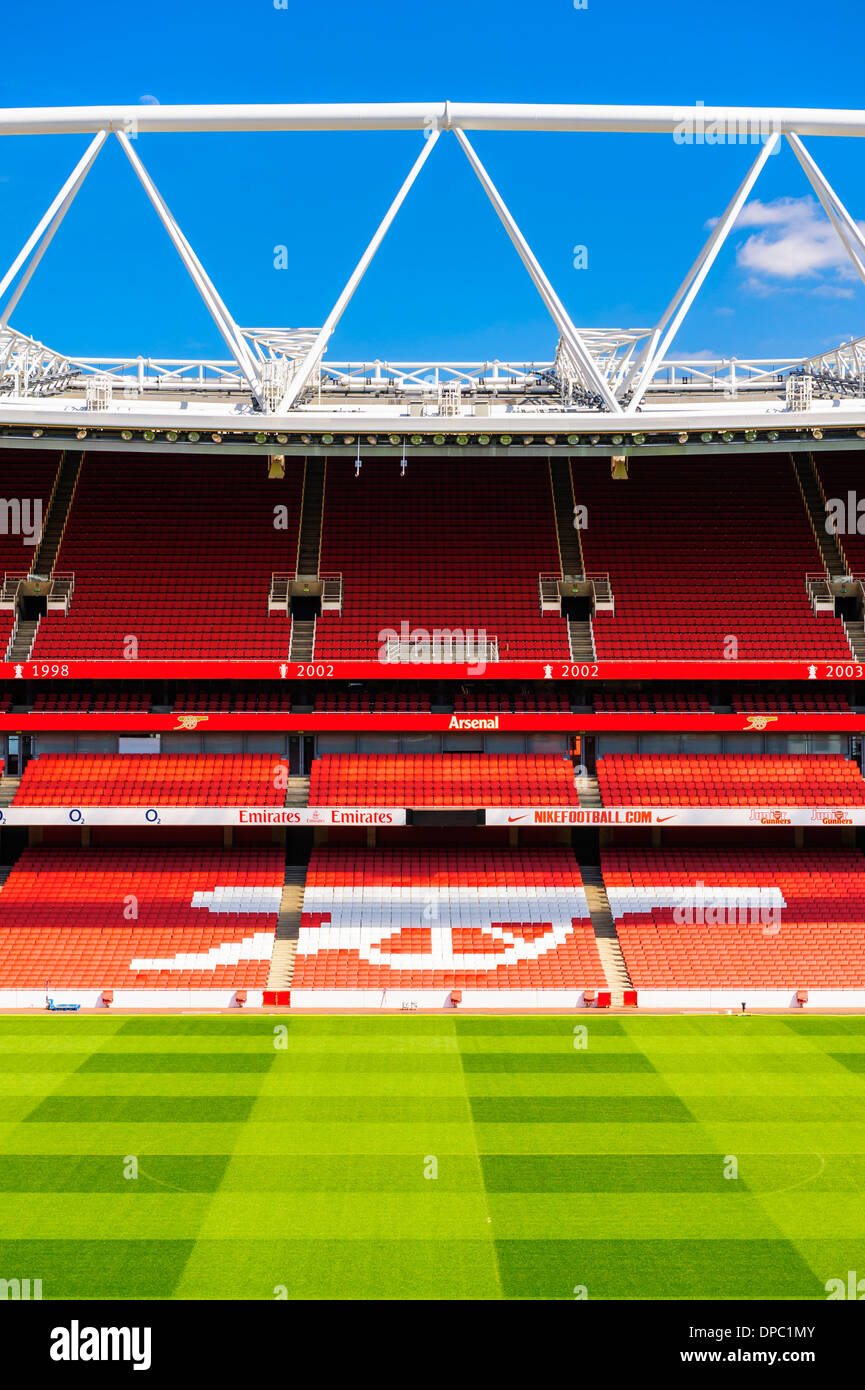 Vertical shot of the interior Arsenal Football Club stand "The Emirates ...