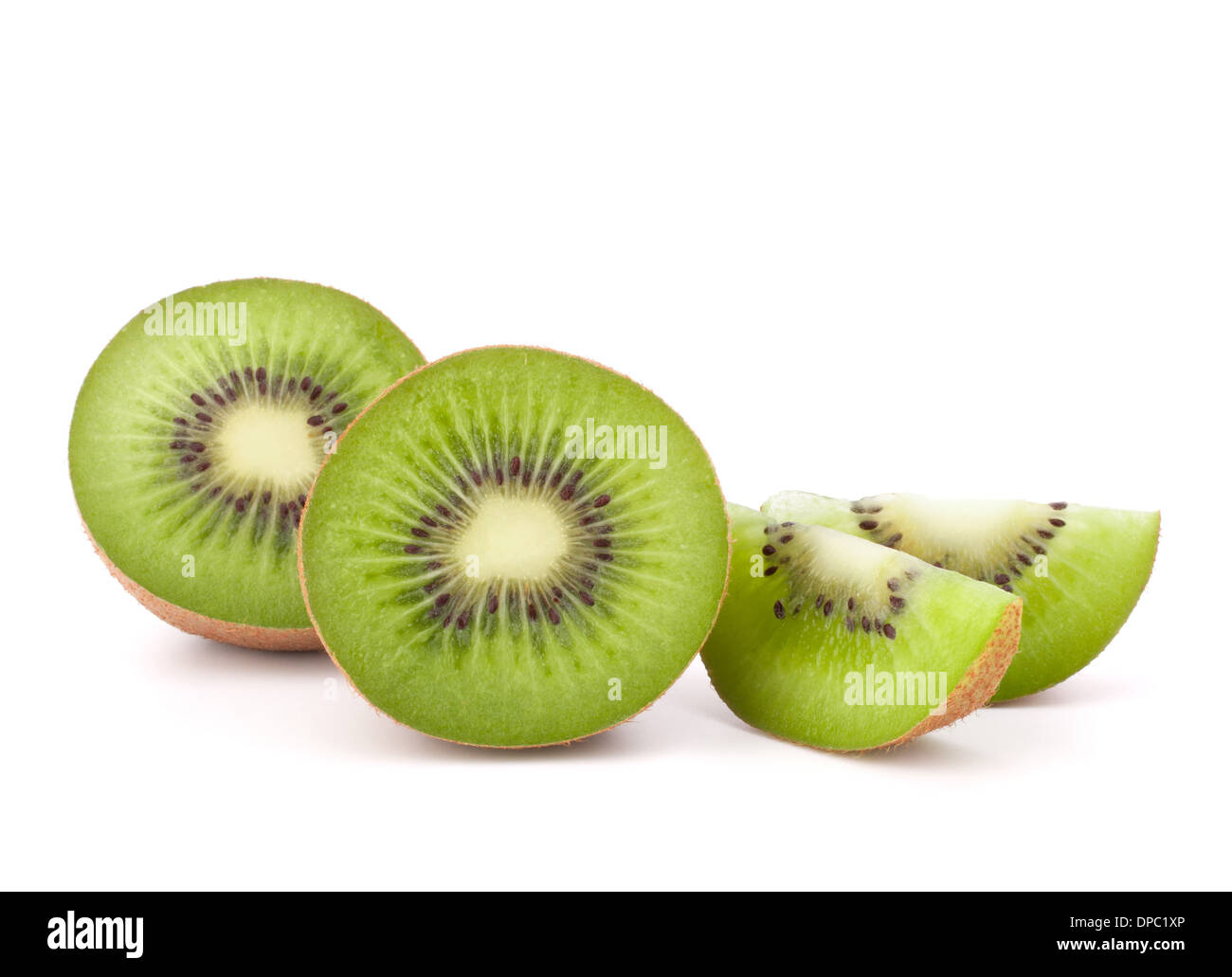Kiwi fruit sliced segments isolated on white background cutout Stock ...