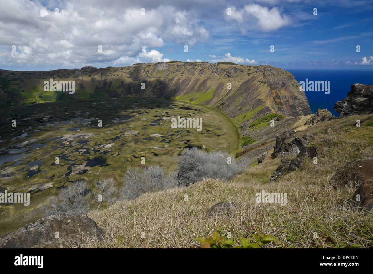 Rano Kau volcanic crater, Easter Island, Chile Stock Photo - Alamy