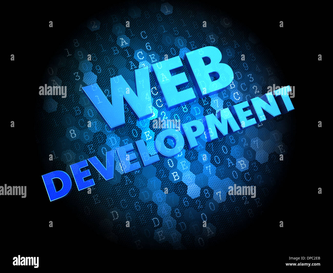Web Development - Blue Color Text on Dark Digital Background Stock ...