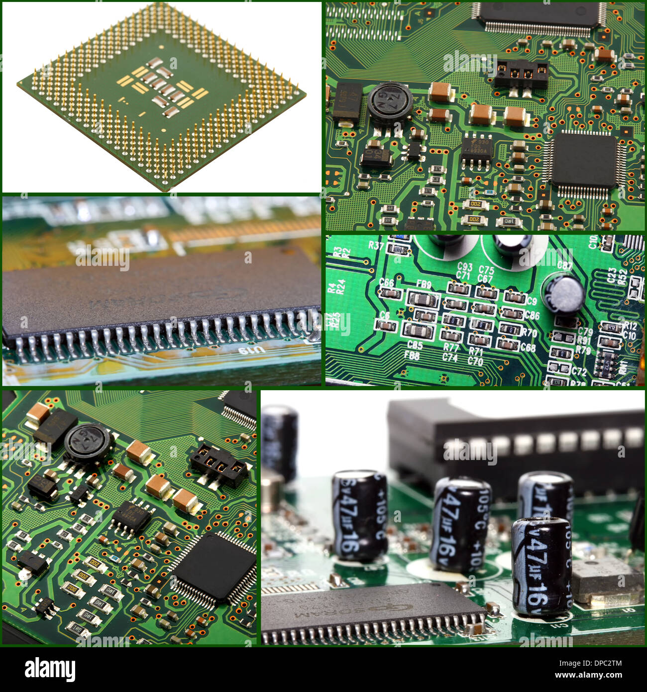 Collage of macro computer micro circuit board Stock Photo - Alamy