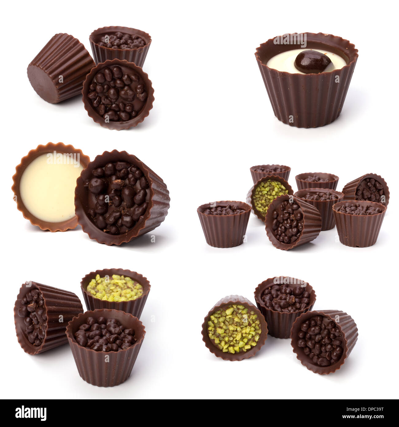 chocolate pralines isolated on white background Stock Photo - Alamy