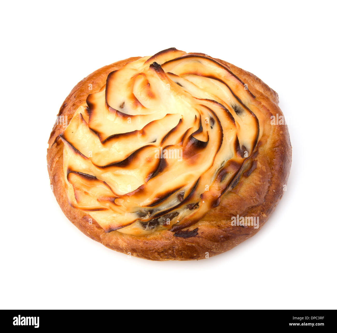 Delicious sweet cream bun isolated on white background Stock Photo - Alamy