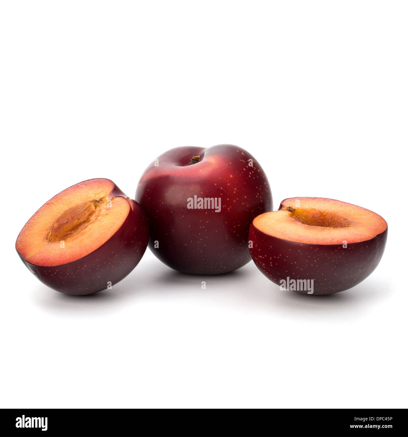 Red plum fruit isolated on white background Stock Photo - Alamy