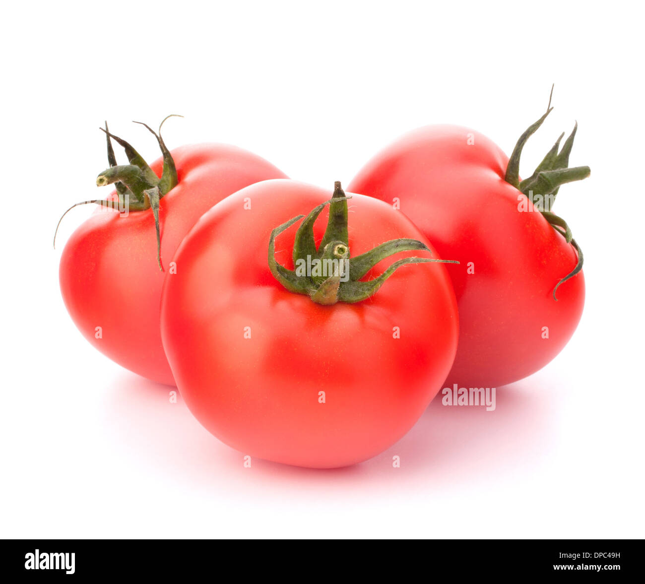 Three tomato vegetables isolated on white background cutout Stock Photo ...