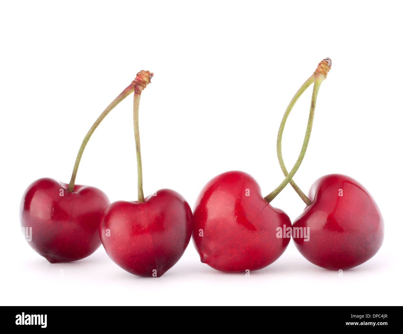 Heart shaped cherry berries isolated on white background cutout Stock ...