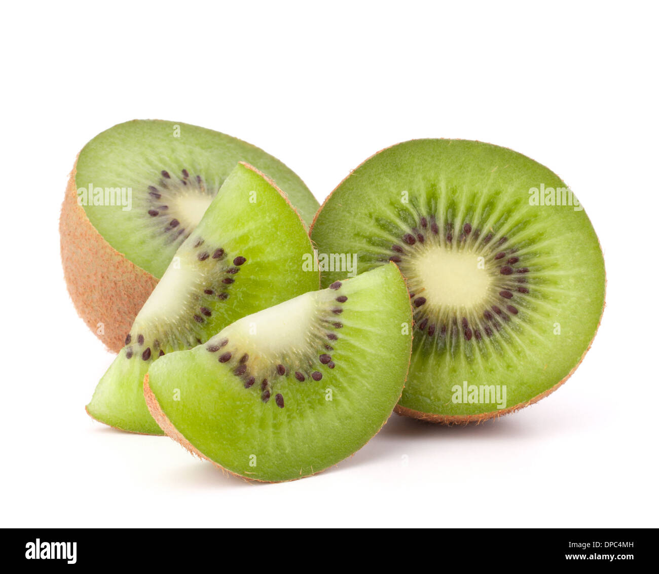 Kiwi fruit sliced segments isolated on white background cutout Stock ...