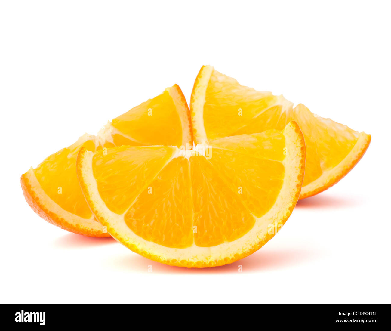 Three orange fruit segments or cantles isolated on white background cutout Stock Photo - Alamy