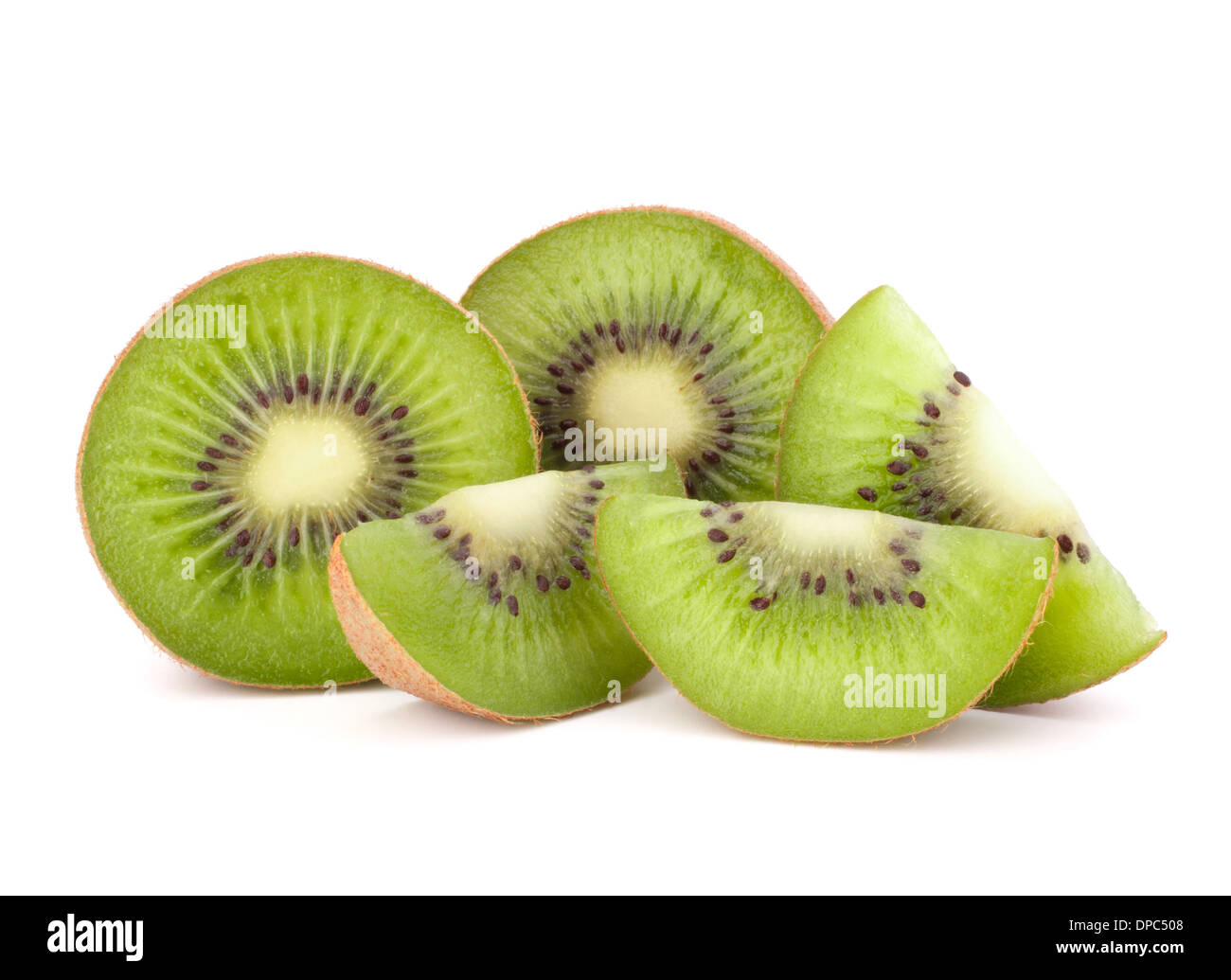 Kiwi fruit sliced segments isolated on white background cutout Stock ...