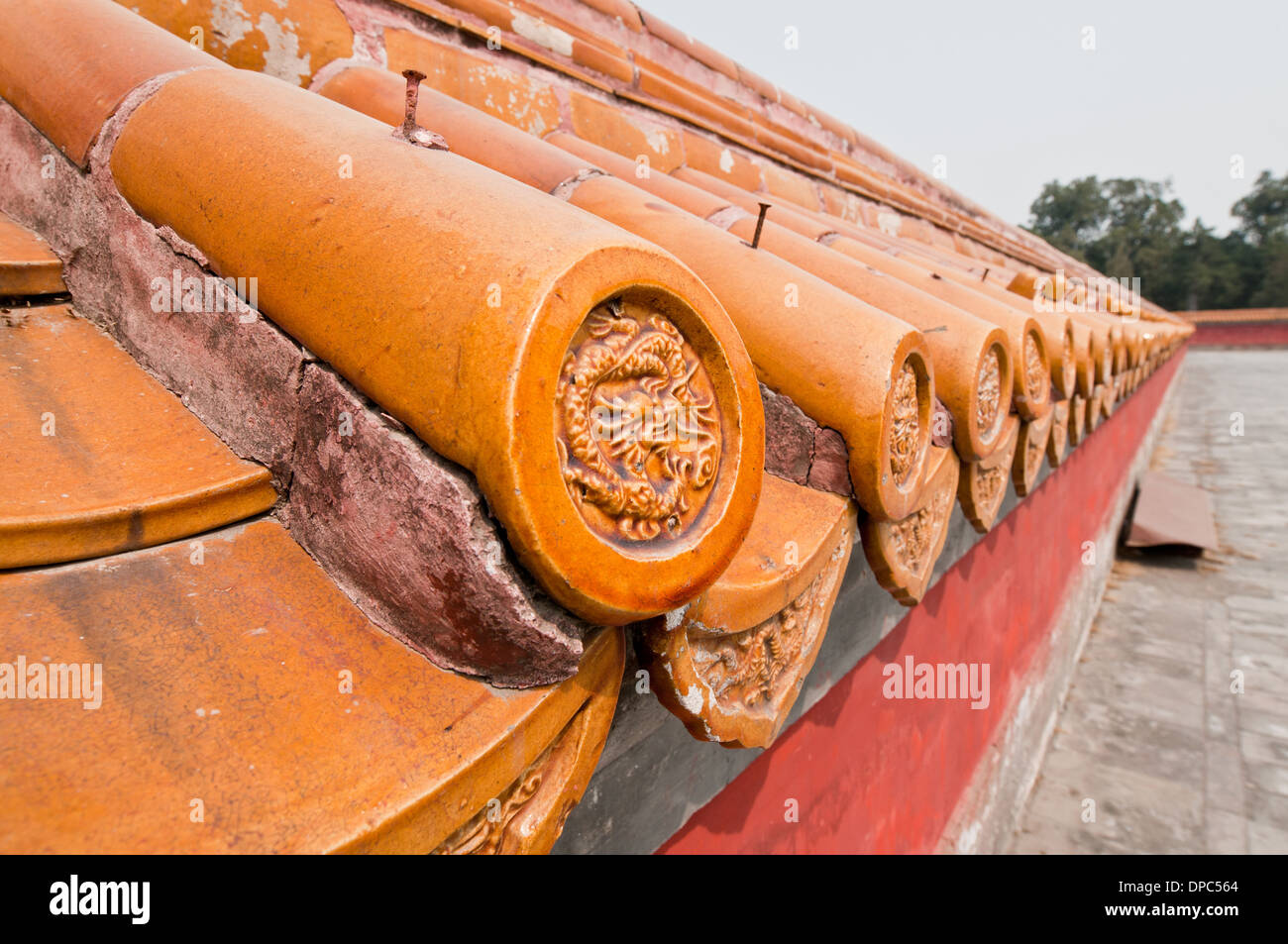 Decorated wall in the Temple of the Earth (also called Ditan Park) in ...
