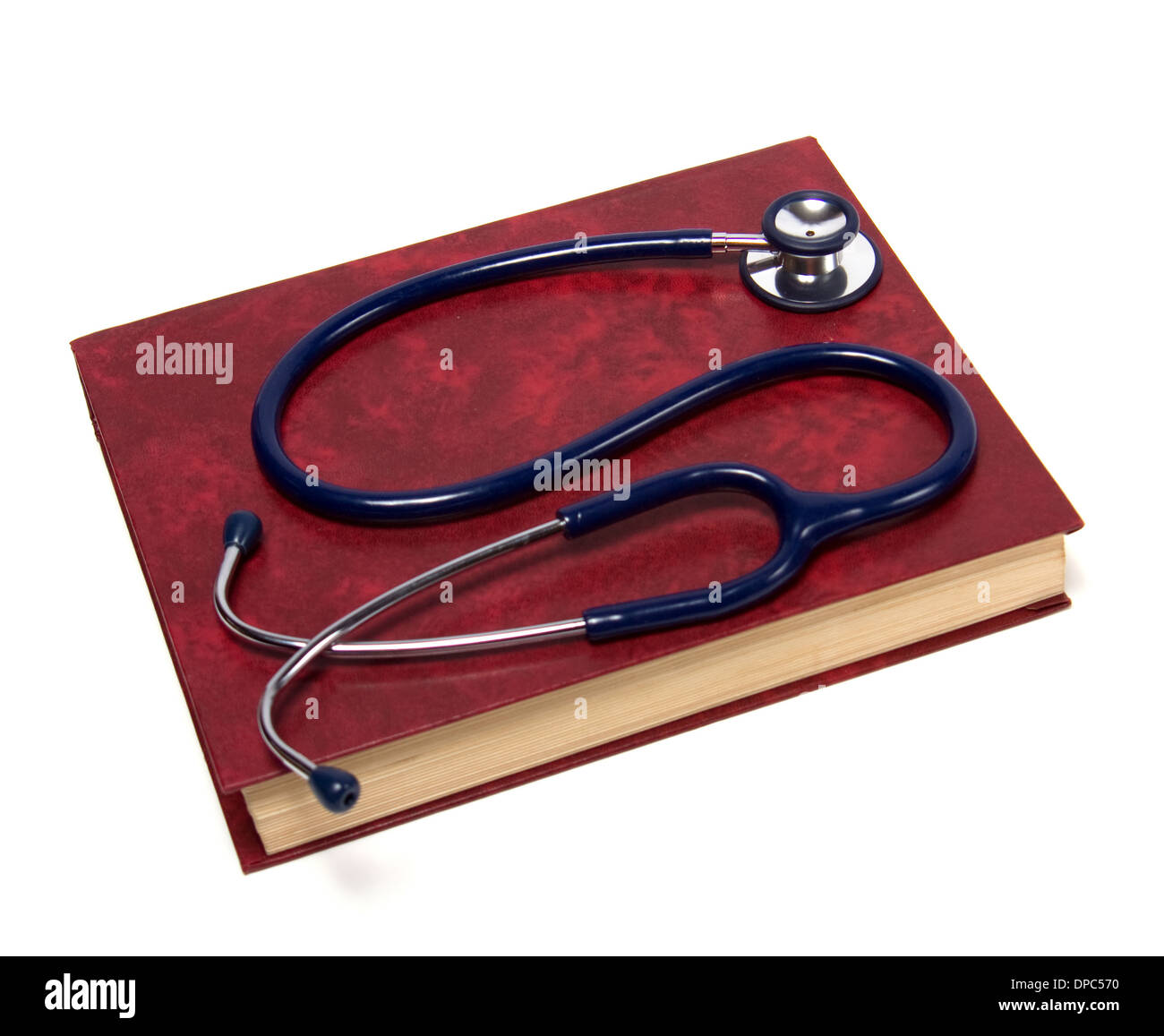 stethoscope on red book isolated on white background Stock Photo - Alamy