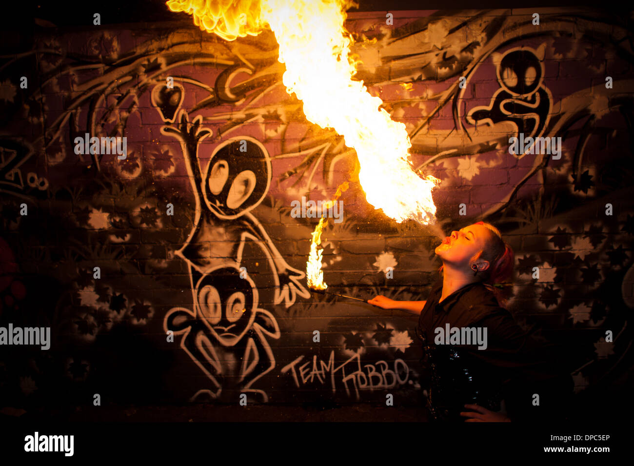 Woman breathing fire hi-res stock photography and images - Alamy