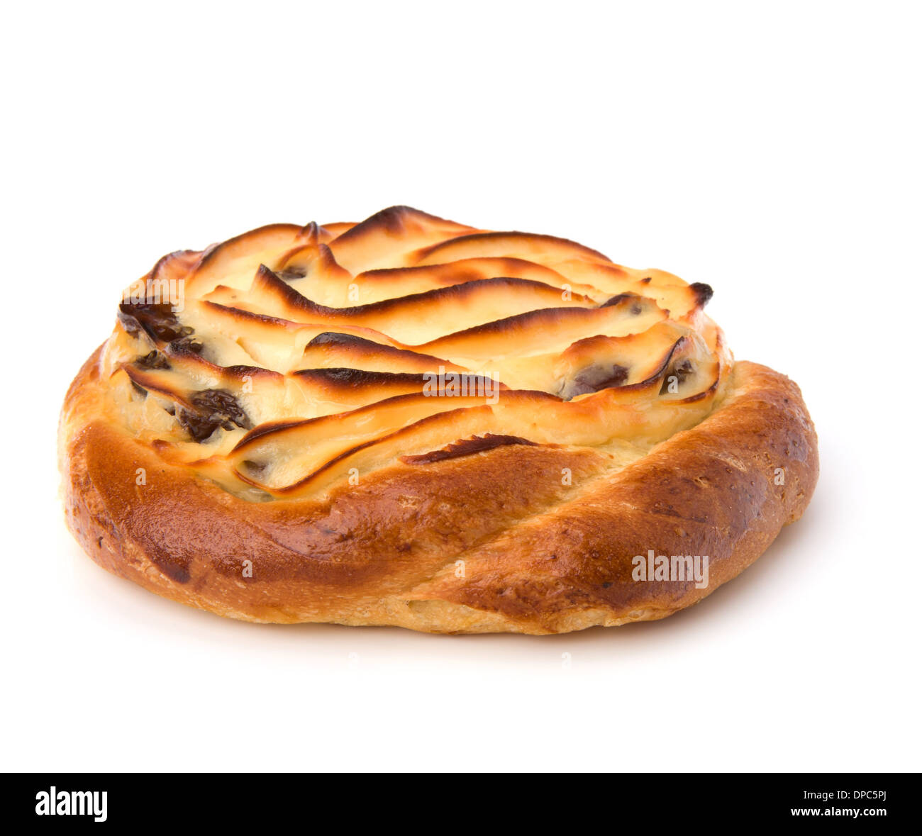 Delicious sweet cream bun isolated on white background Stock Photo - Alamy