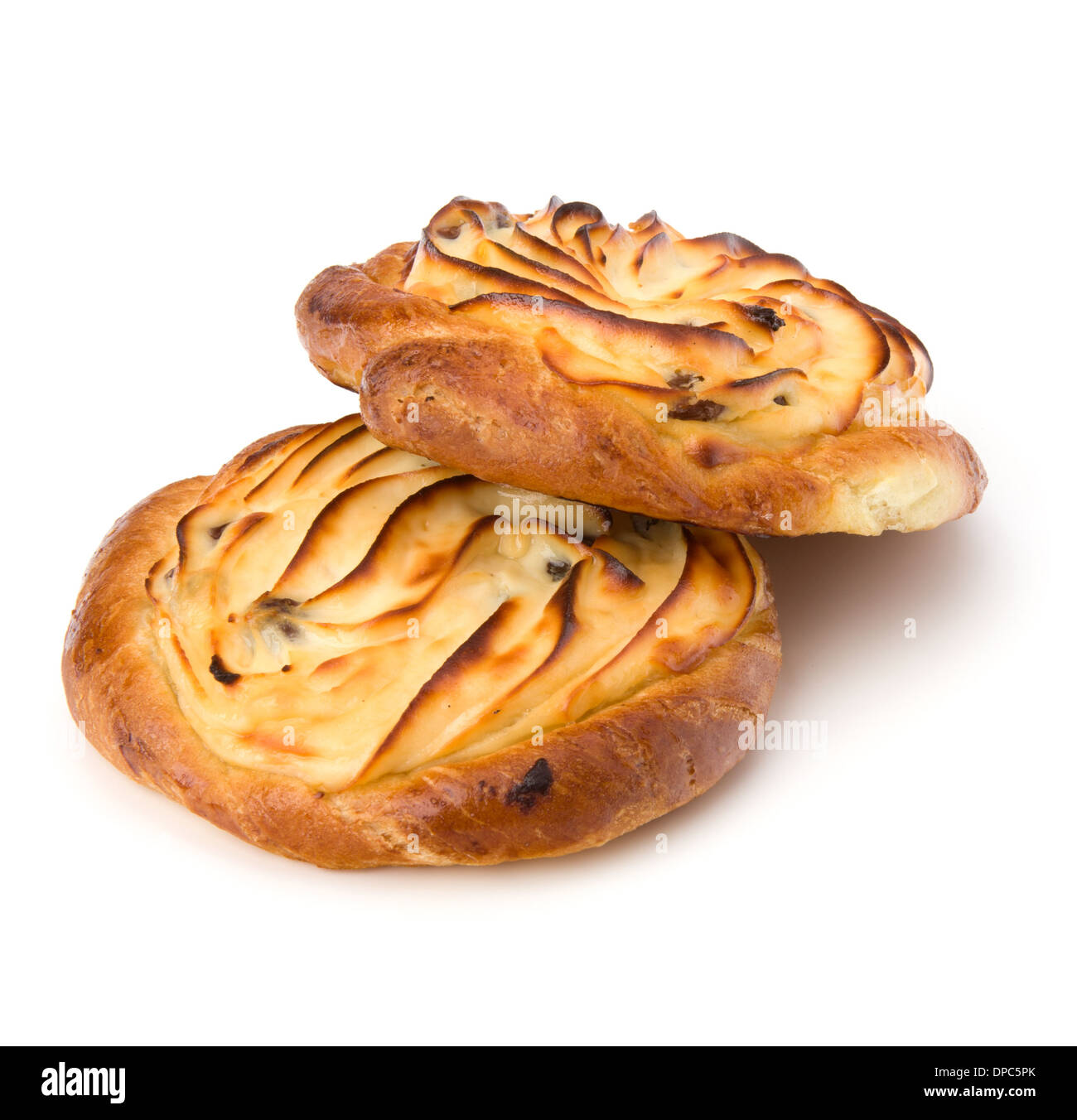 Delicious sweet cream buns isolated on white background Stock Photo - Alamy