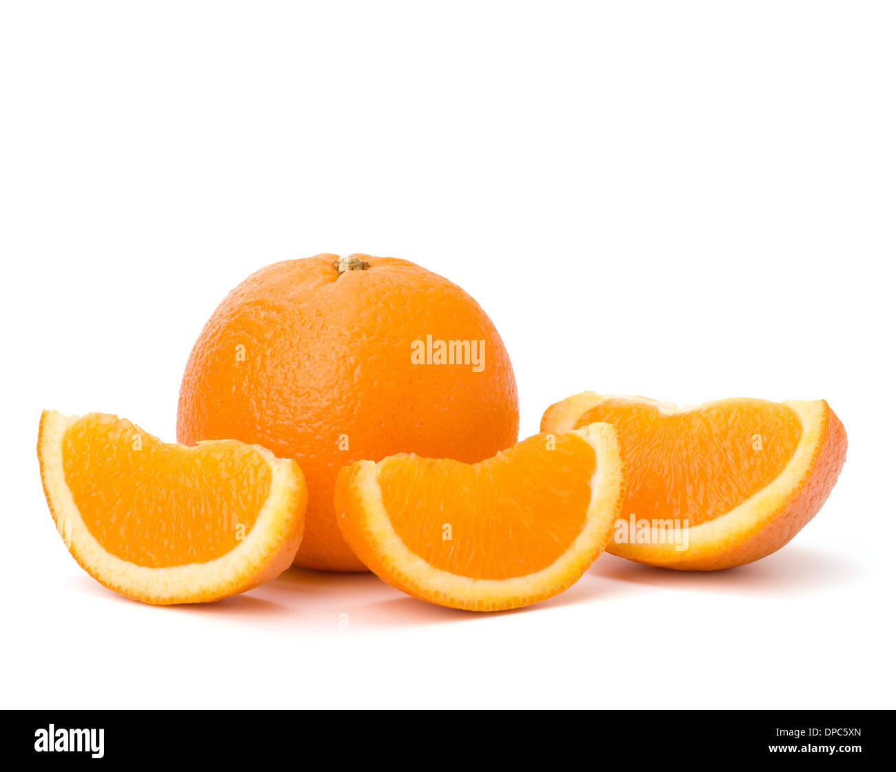 Sliced orange fruit segments isolated on white background Stock Photo ...