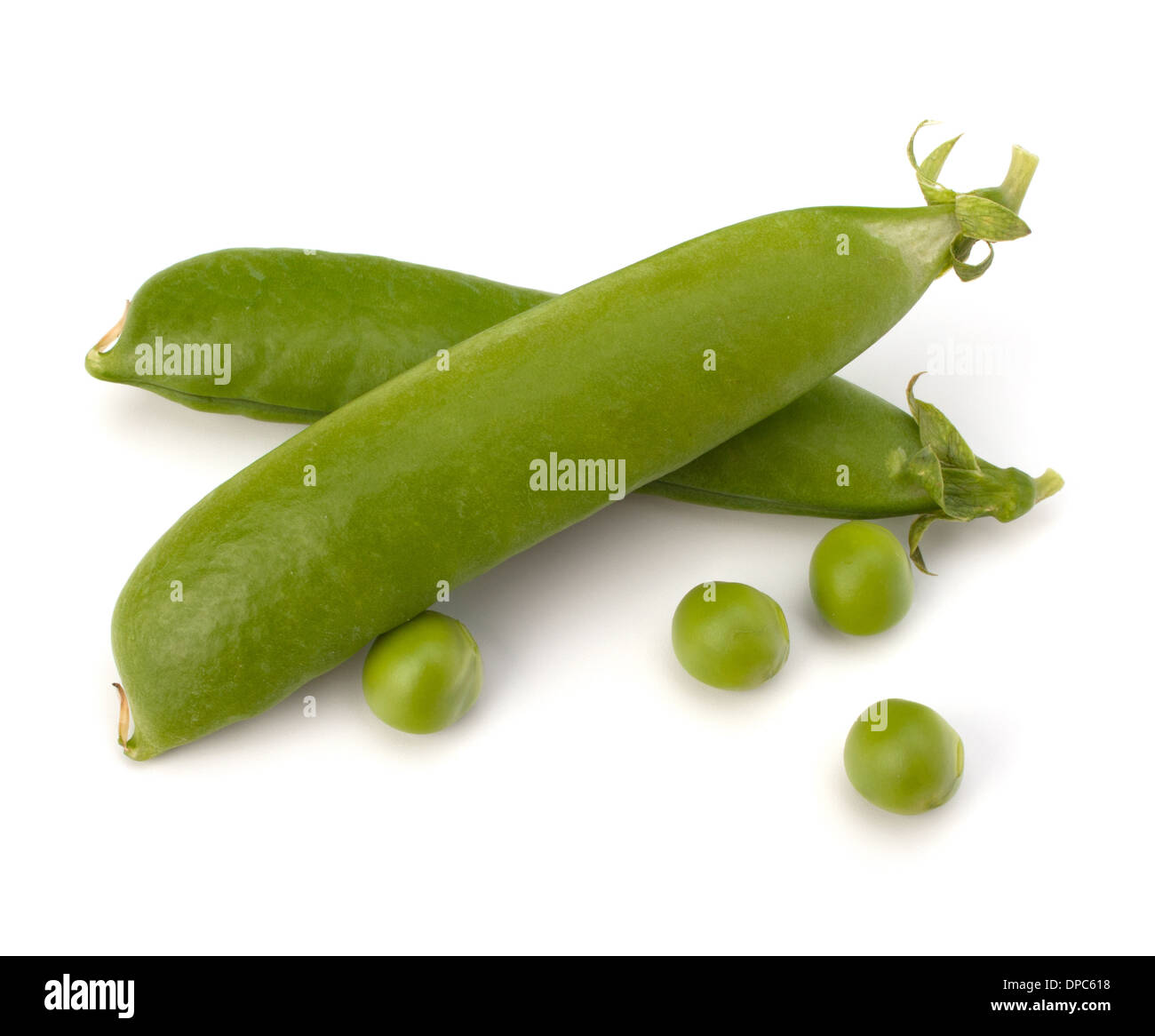 Fresh green pea pod isolated on white background Stock Photo - Alamy