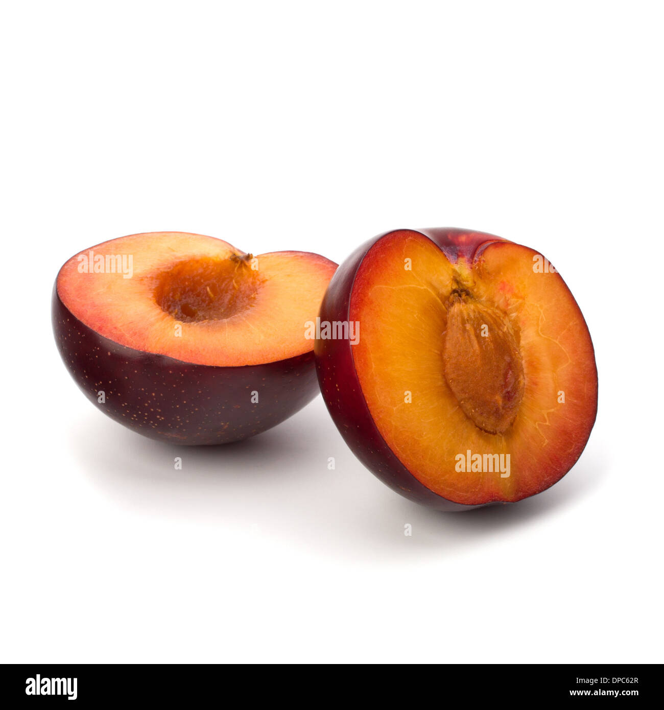 Red plum fruit isolated on white background Stock Photo - Alamy