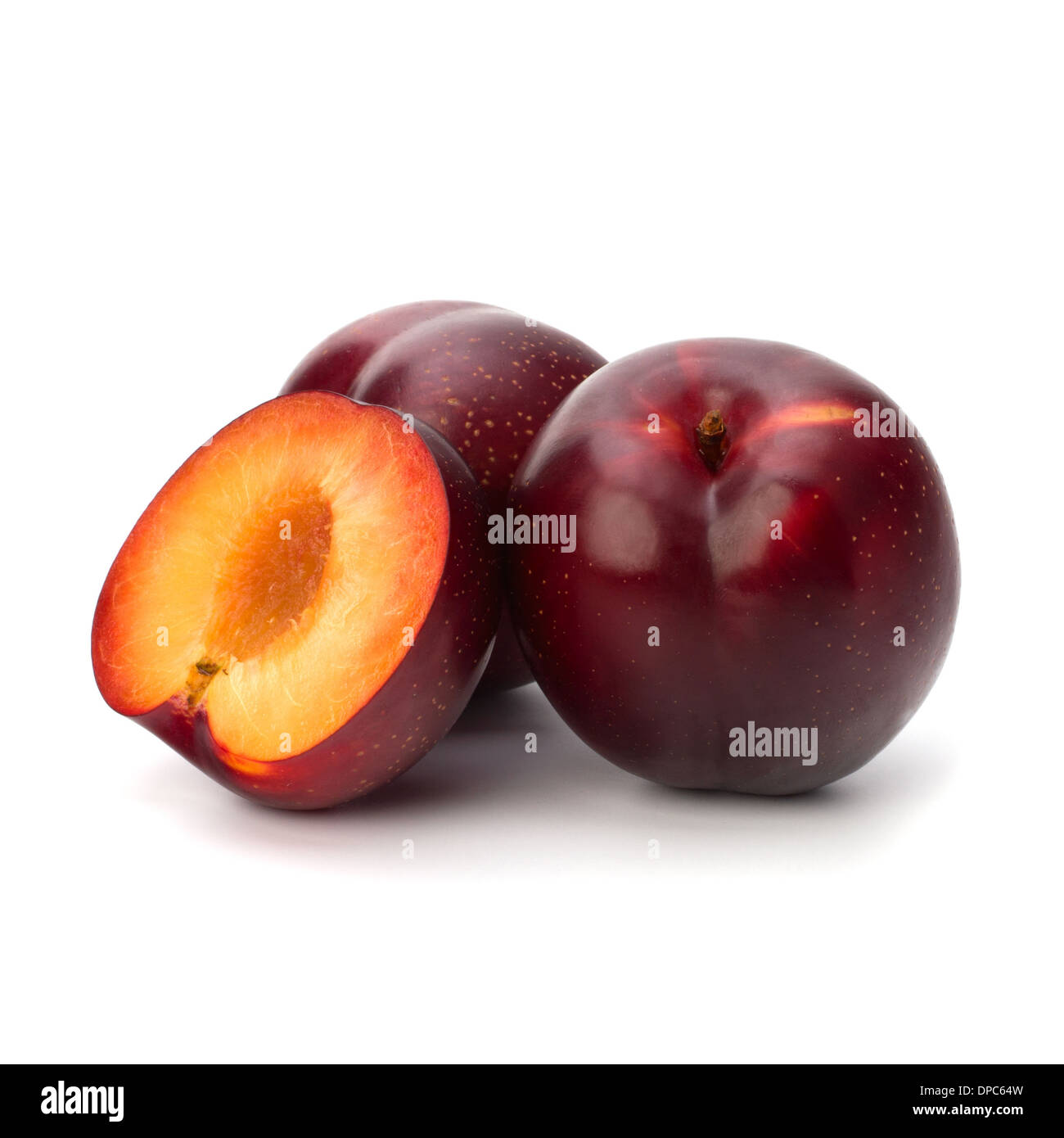Red plum fruit isolated on white background Stock Photo - Alamy