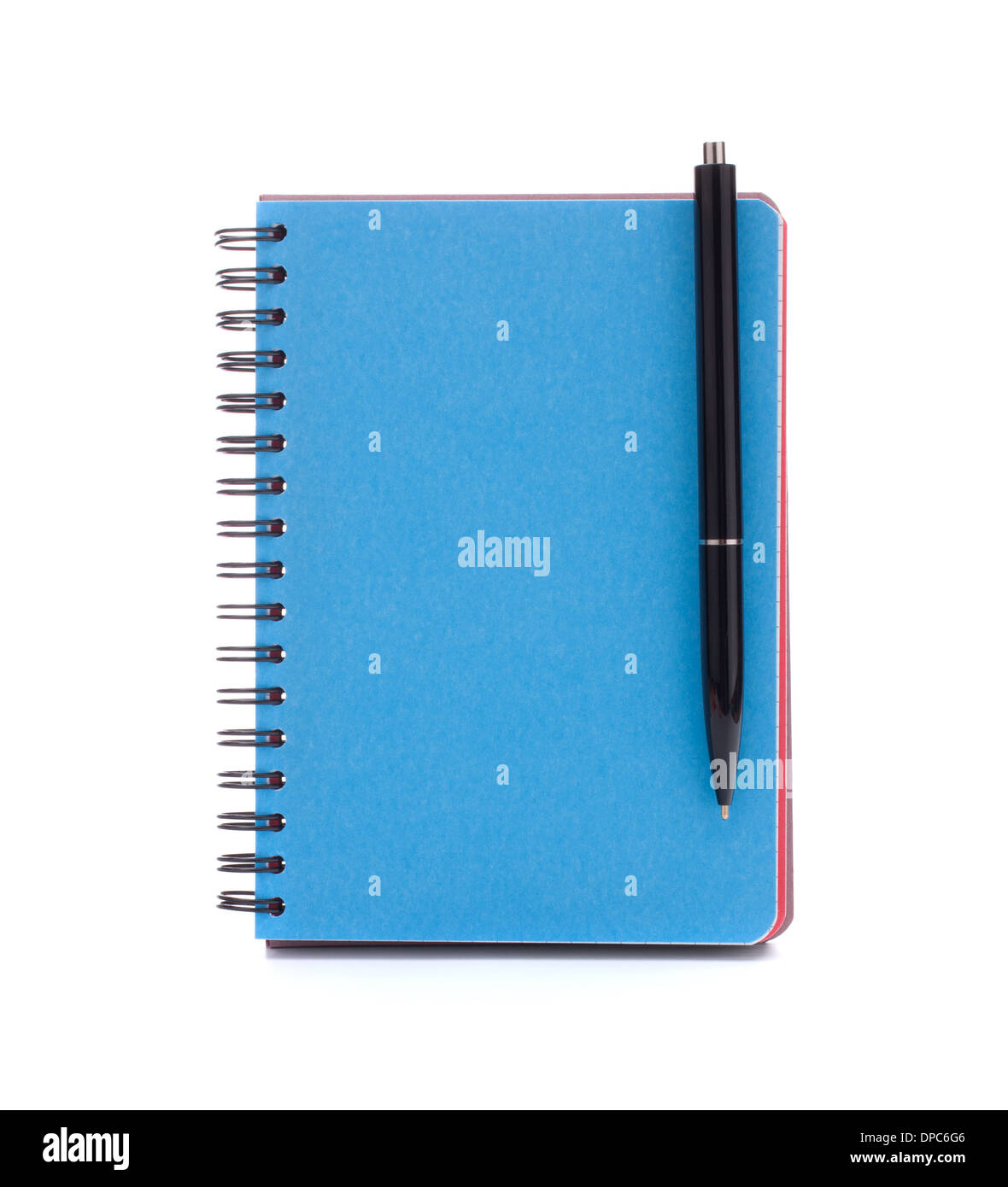 Blue cover notebook with pen isolated on white background cutout Stock ...