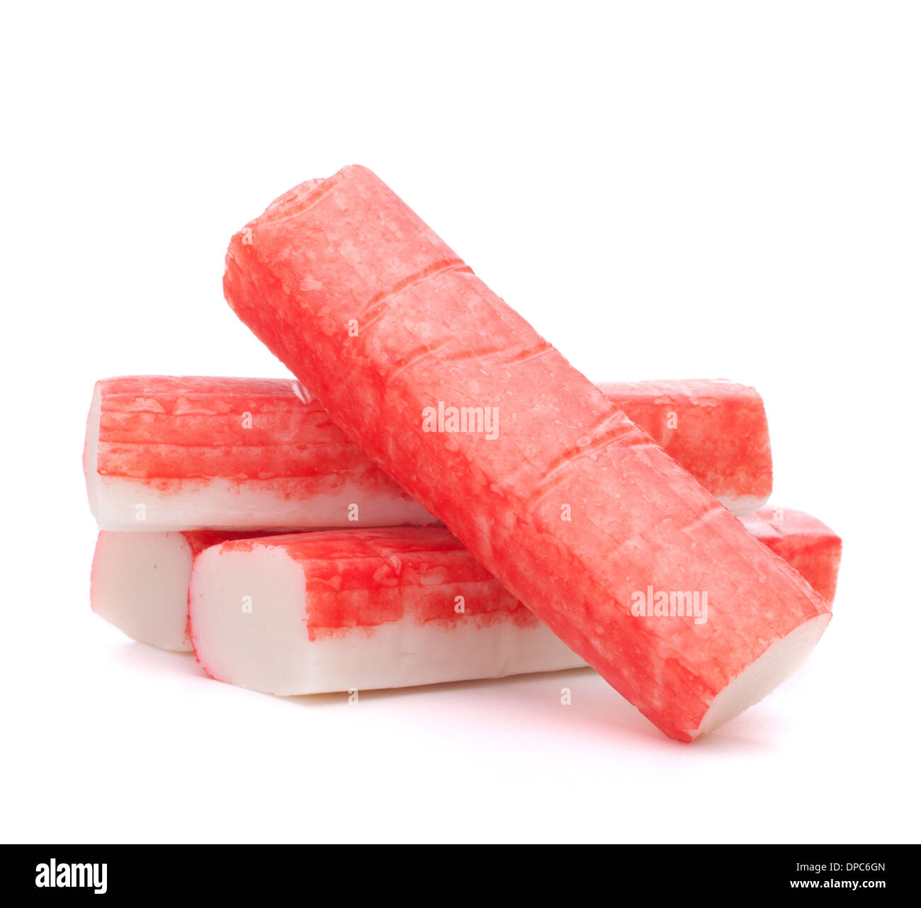 Crab sticks group isolated on white background Stock Photo - Alamy
