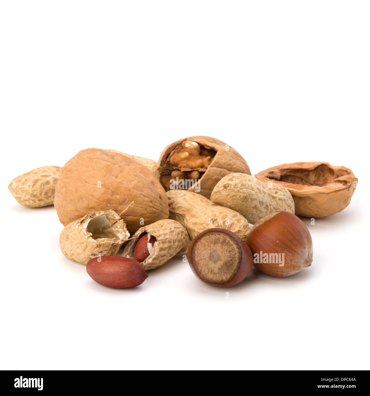 Various nuts mix isolated on white background Stock Photo - Alamy