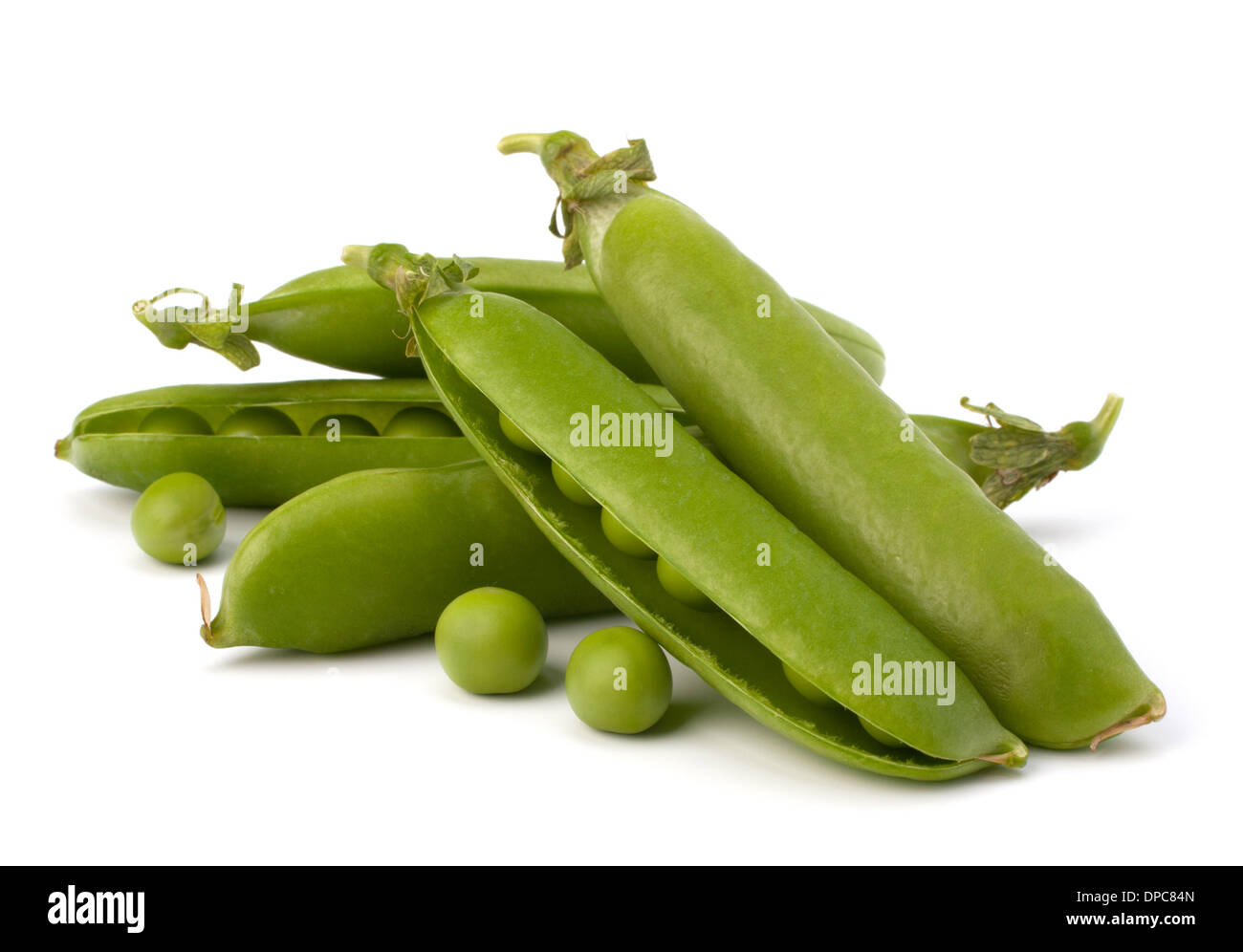 Fresh green pea pod isolated on white background Stock Photo - Alamy
