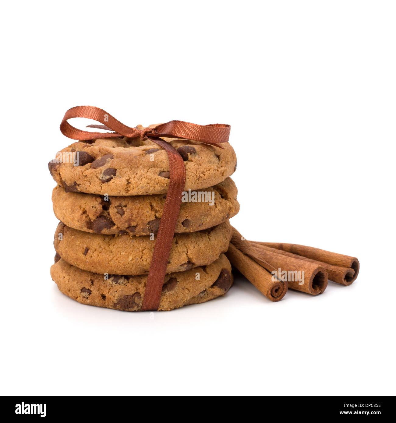 Festive wrapped chocolate pastry biscuits isolated on white background ...