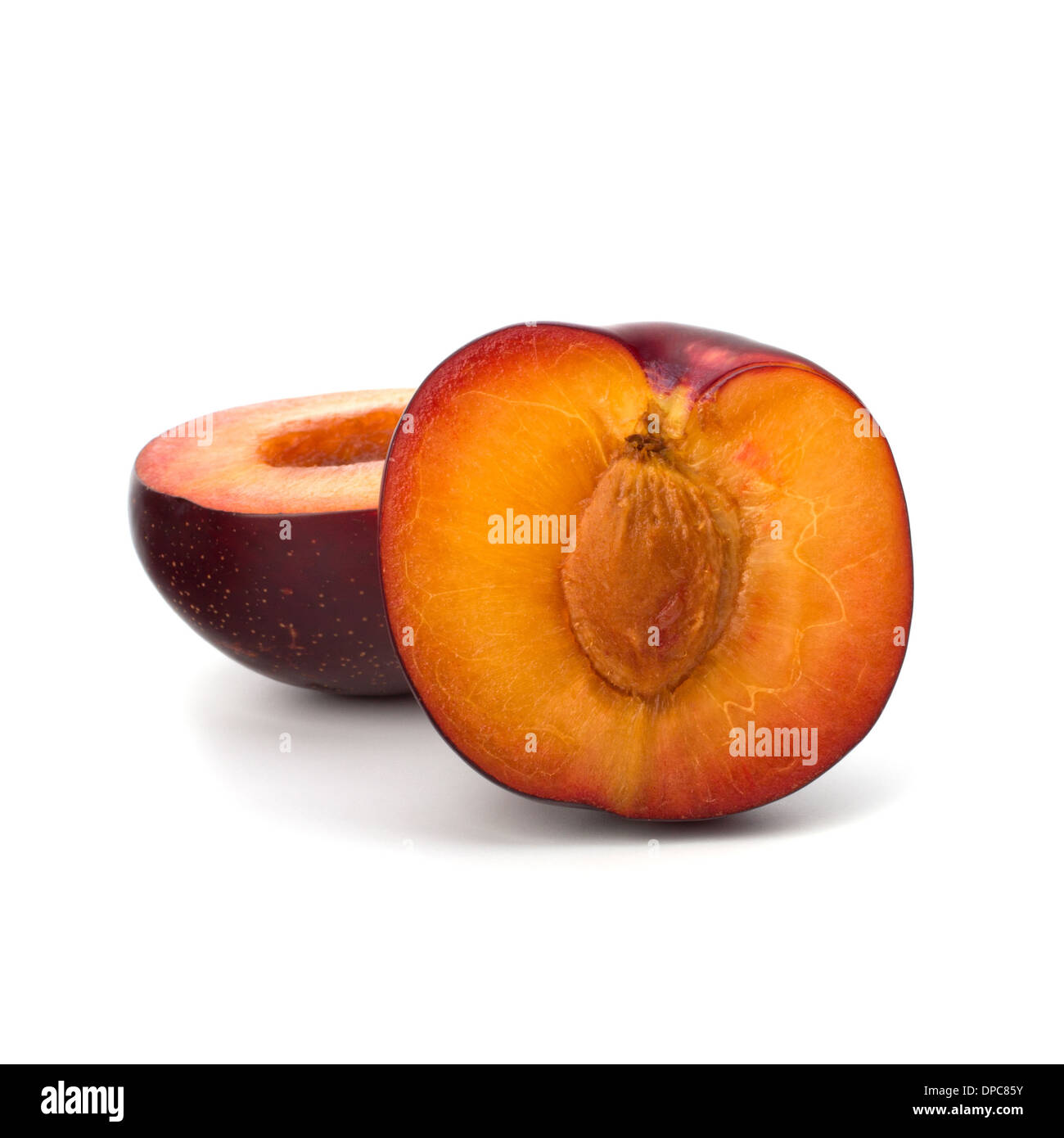 Red plum fruit isolated on white background Stock Photo - Alamy