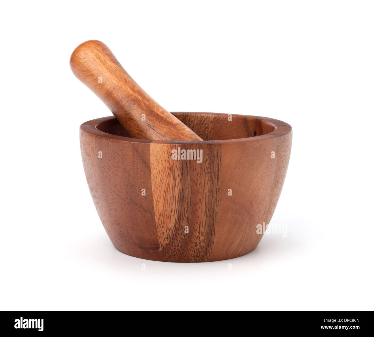 Handmade wooden mortar isolated on white background Stock Photo - Alamy