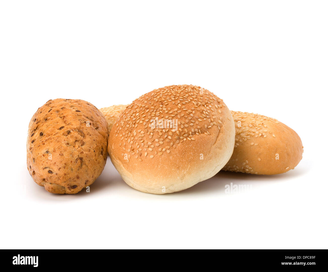 Bread loafs and buns variety isolated on white background Stock Photo ...