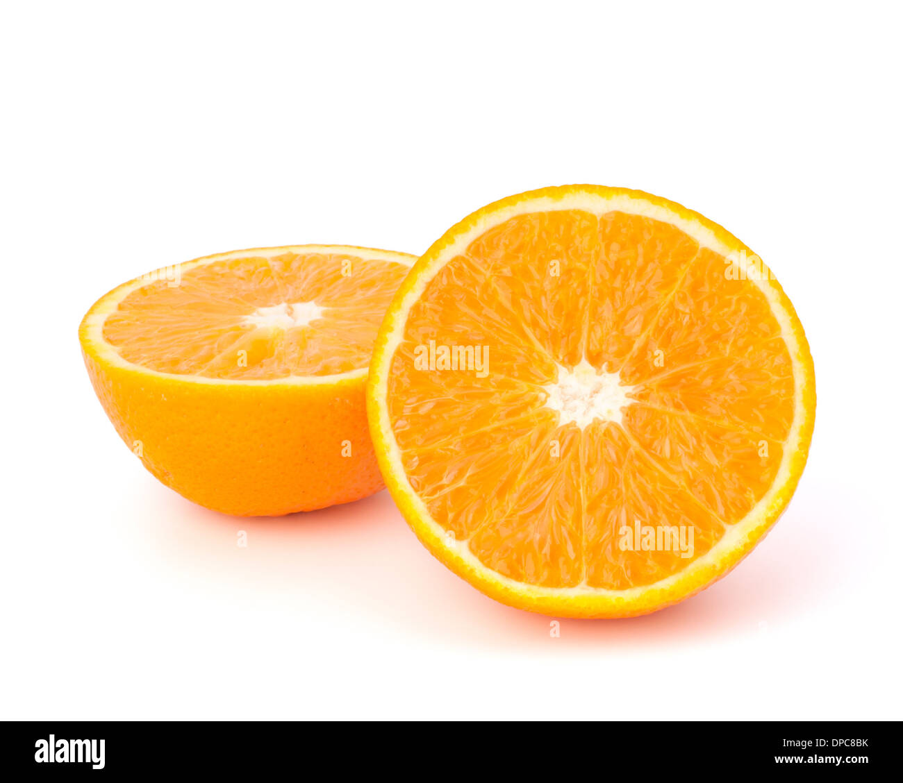 Sliced orange fruit segments isolated on white background Stock Photo ...