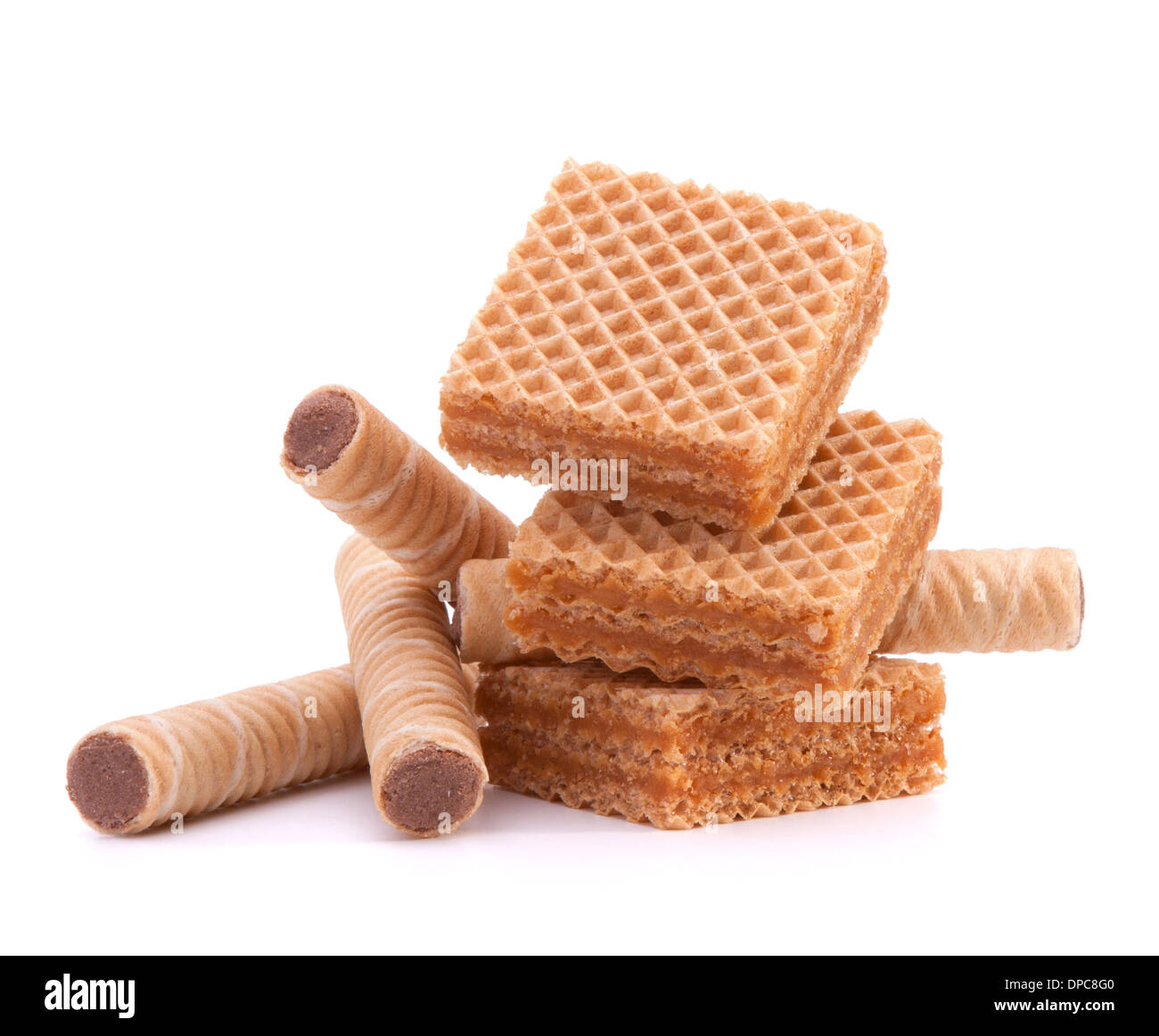 Wafers or honeycomb waffles isolated on white background Stock Photo ...